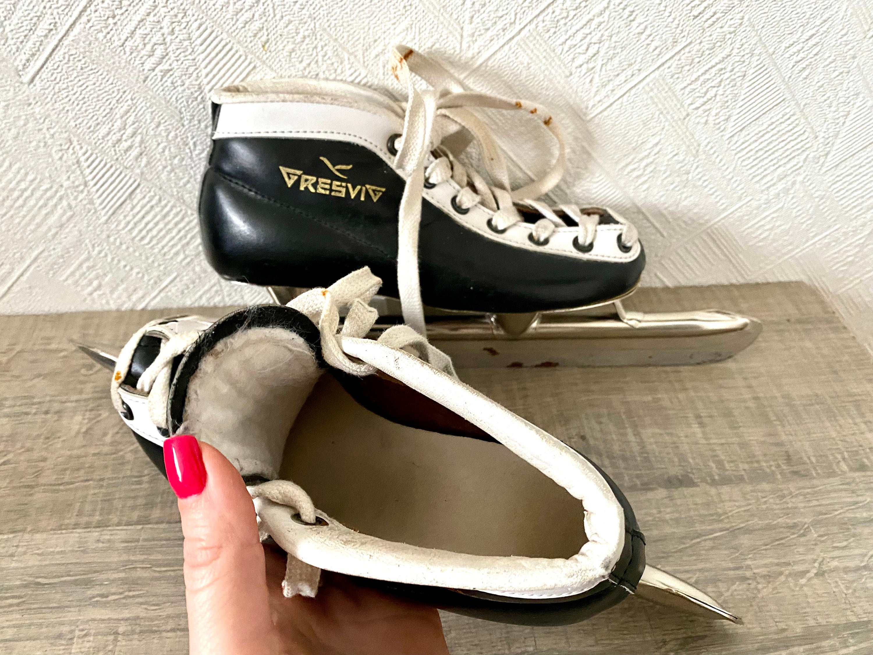 Vintage 70's Gresvig Norwegian Racer Speed Skates Black Kid's Warm Ice ...