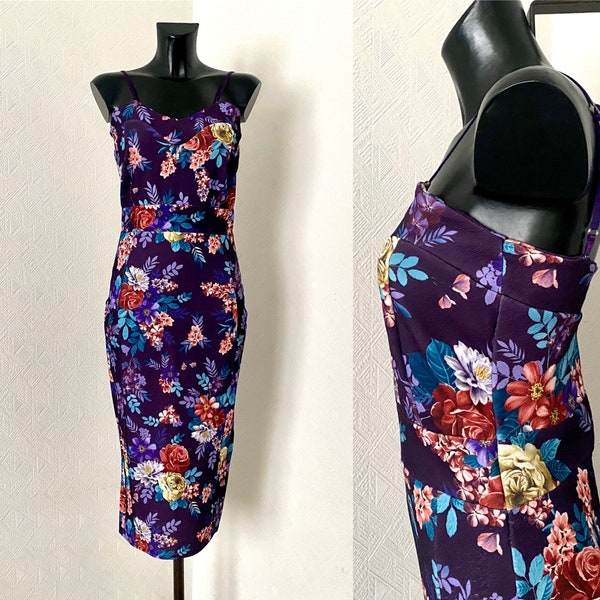 Purple Floral Dress Pattern - Etsy