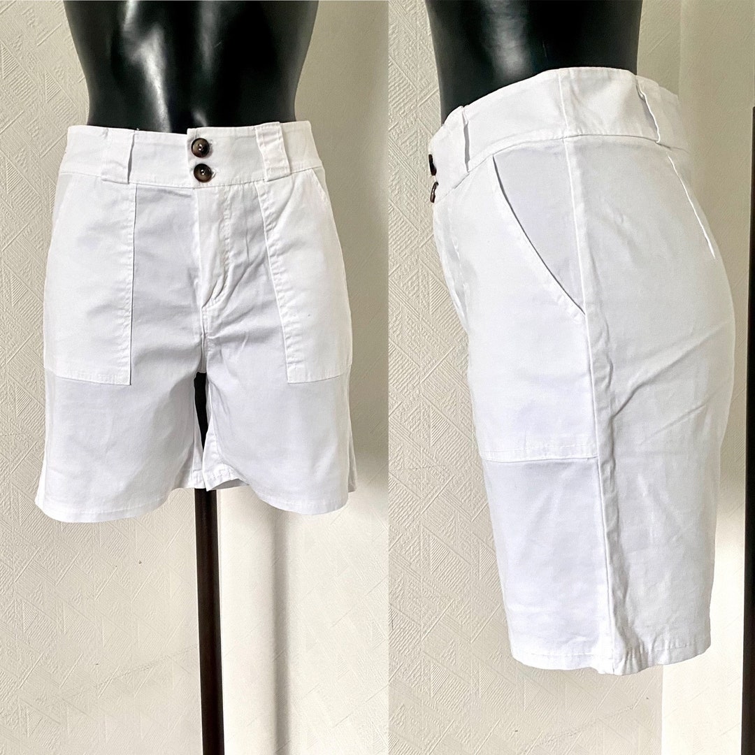 90s Vintage High Waist White Shorts Women's Lit Transparent Mod Fit ...