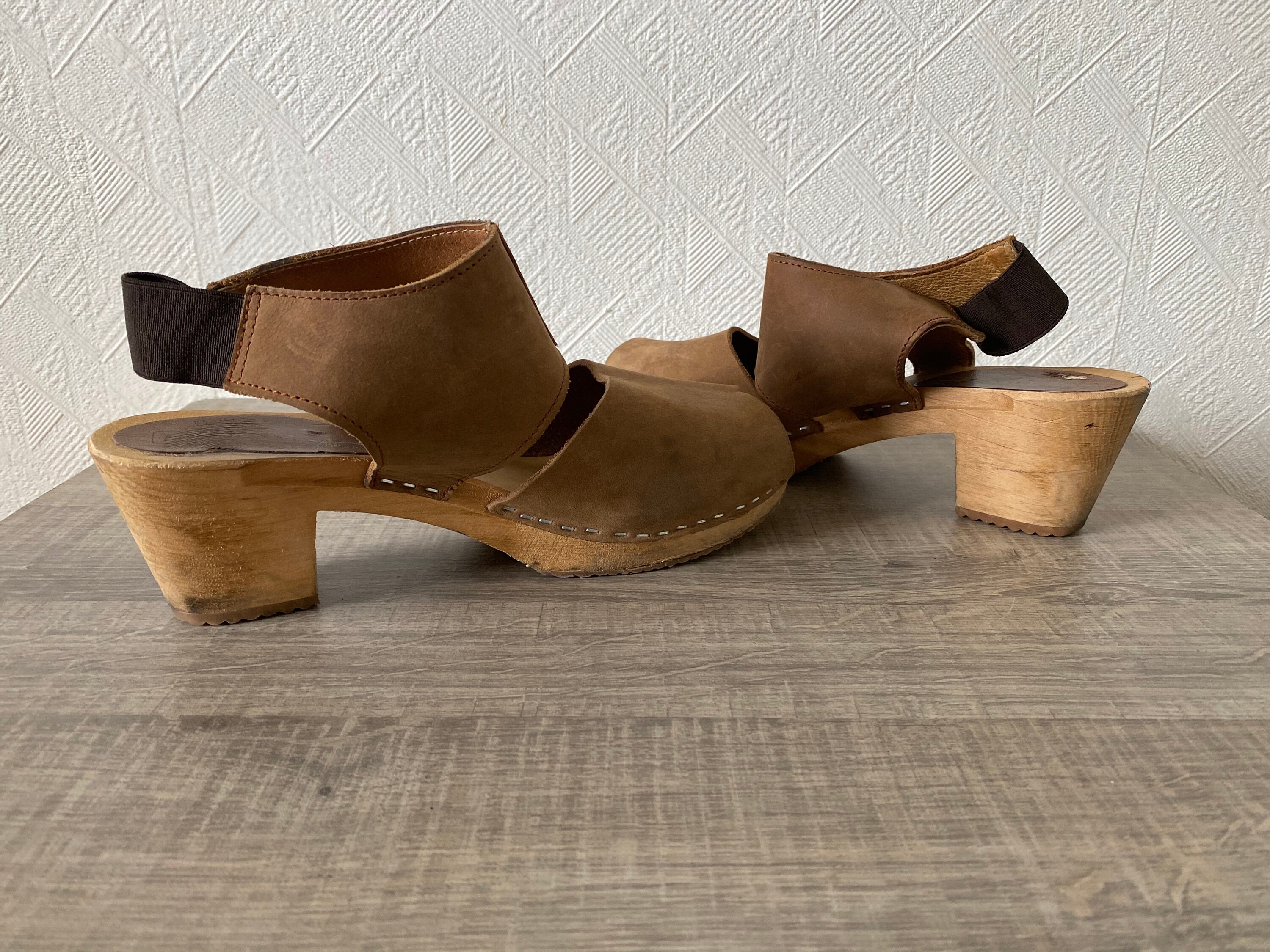 70s Moheda Clogs Made in Sweden Shoes Open Toe Clogs Brown Leather ...