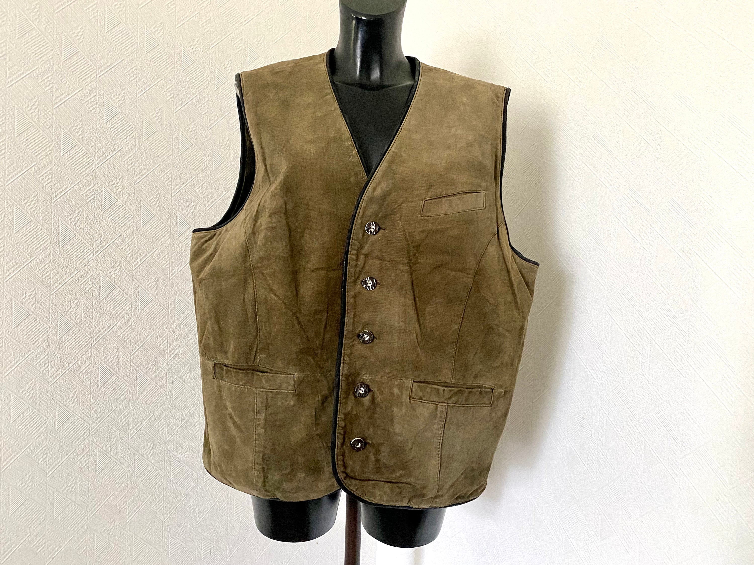 Dirndl Nordic Suede Leather Brown Men's Loden Vest Traditional Folk ...