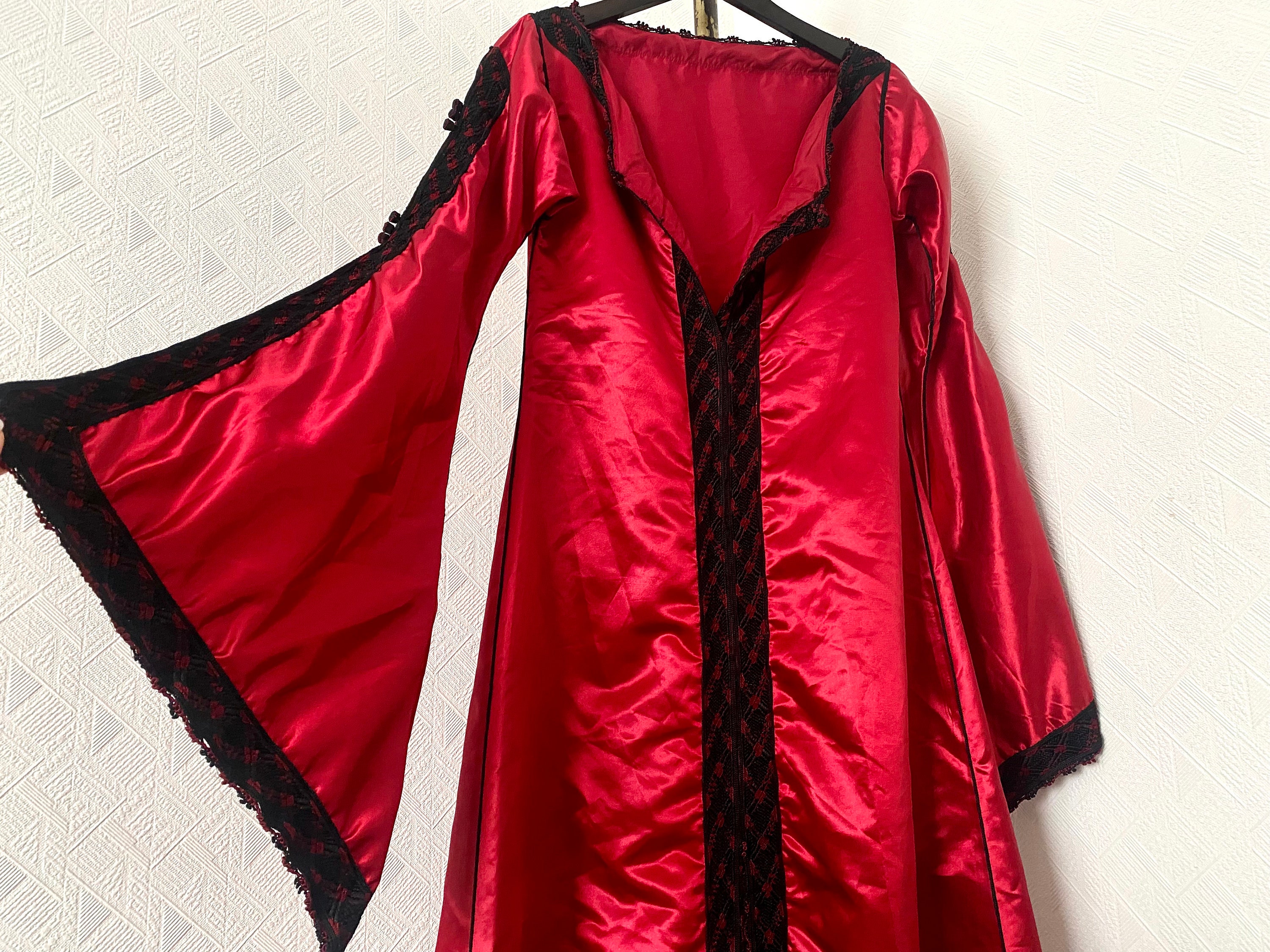 80s Vtg Red Dracula Extra Maxi Dress Lace Sleeves Vampyr Suit Costume ...