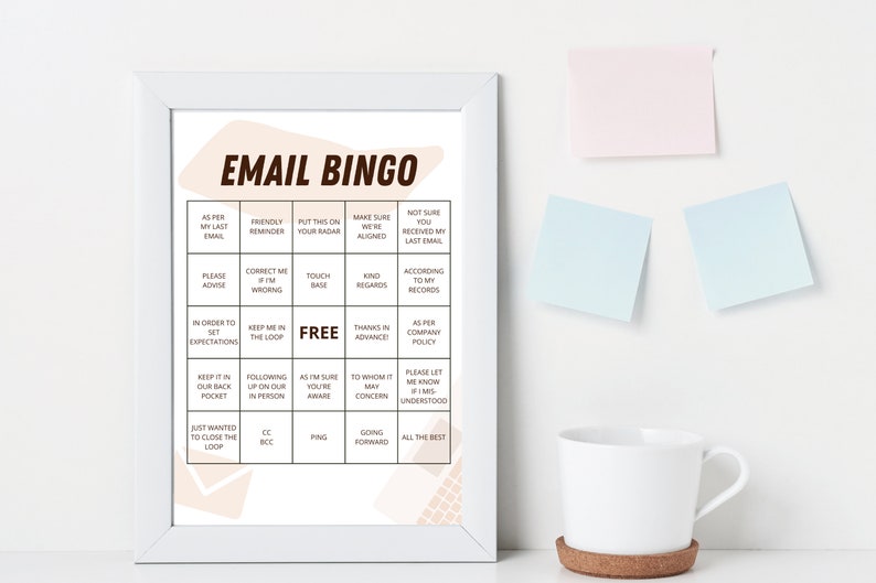 Email Bingo Office Wall Art | Workplace Office Bingo - Etsy