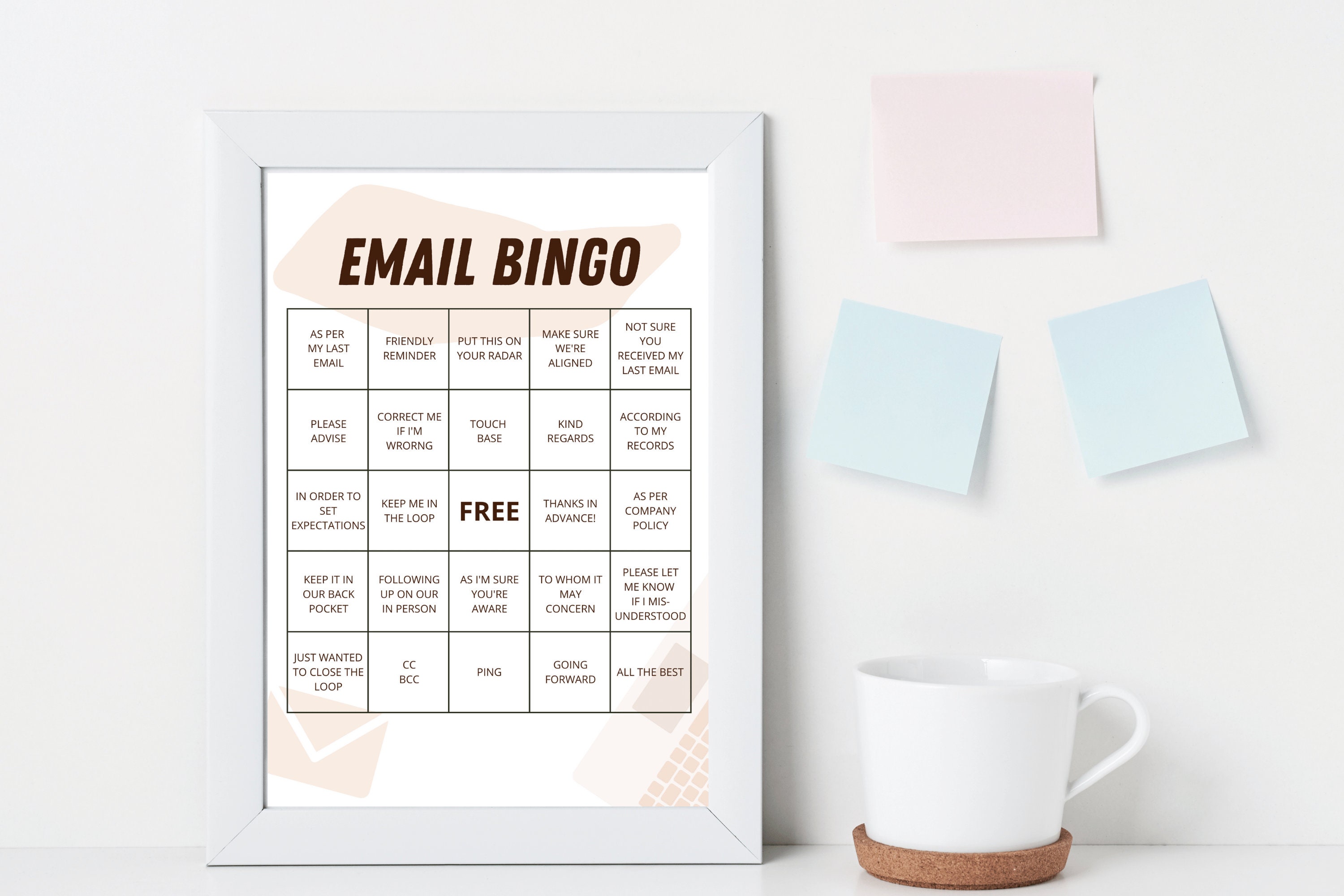 Email Bingo Office Wall Art | Workplace Office Bingo - Etsy
