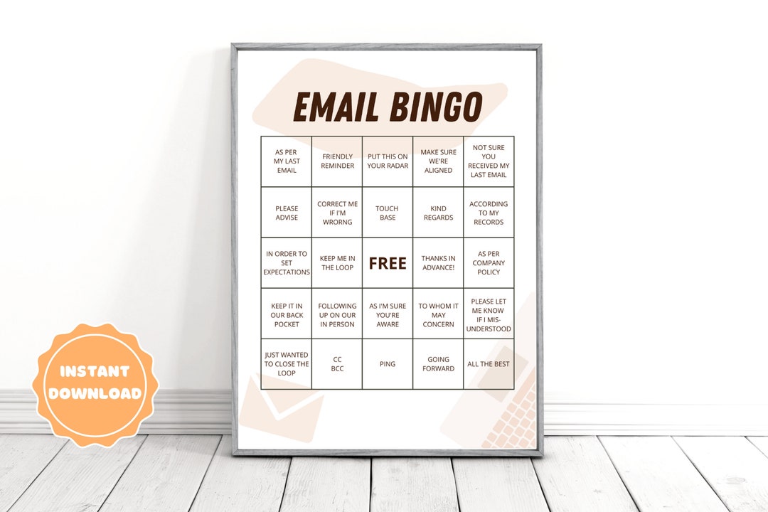 Email Bingo Office Wall Art | Workplace Office Bingo - Etsy