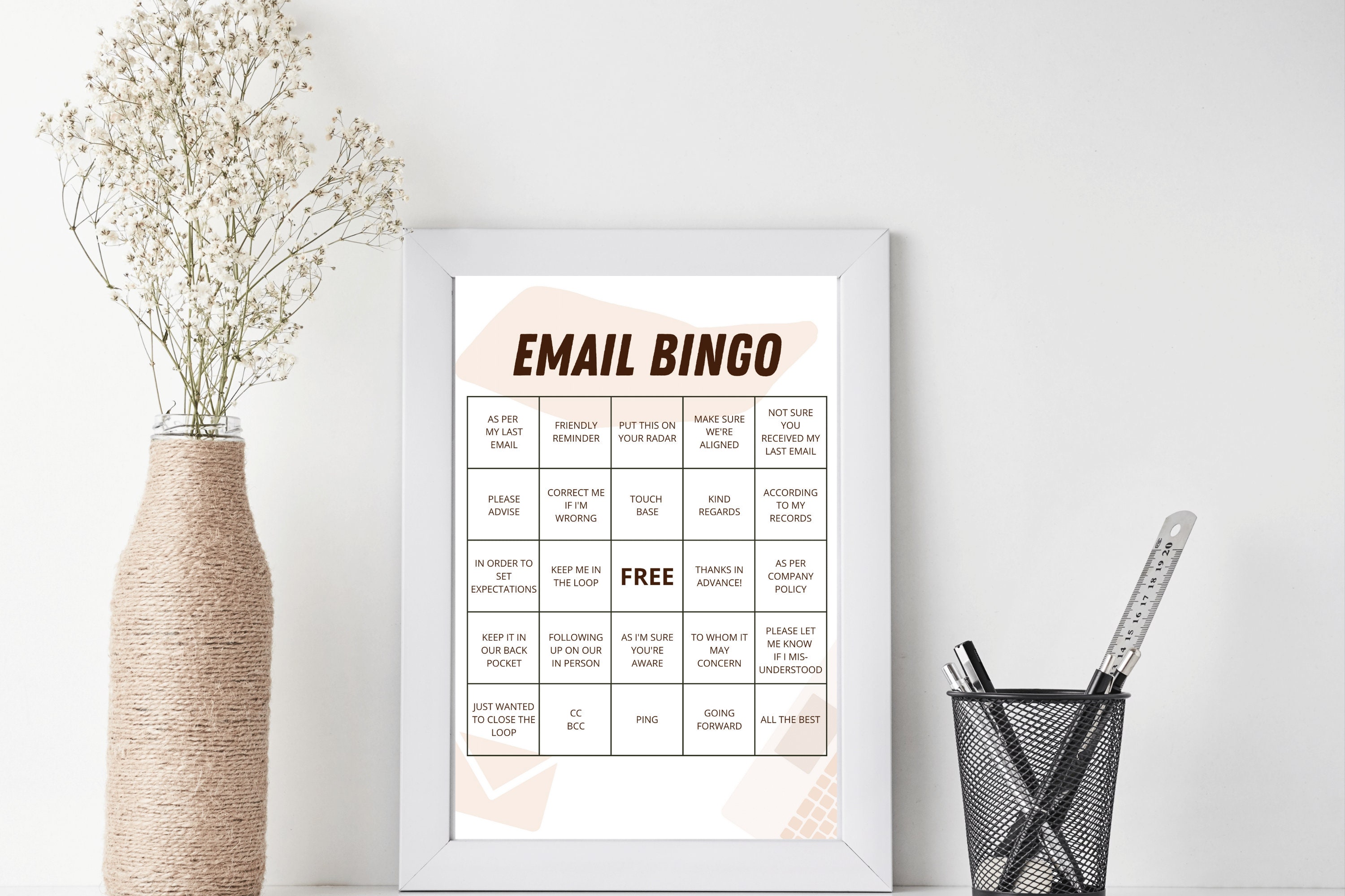 Email Bingo Office Wall Art | Workplace Office Bingo - Etsy