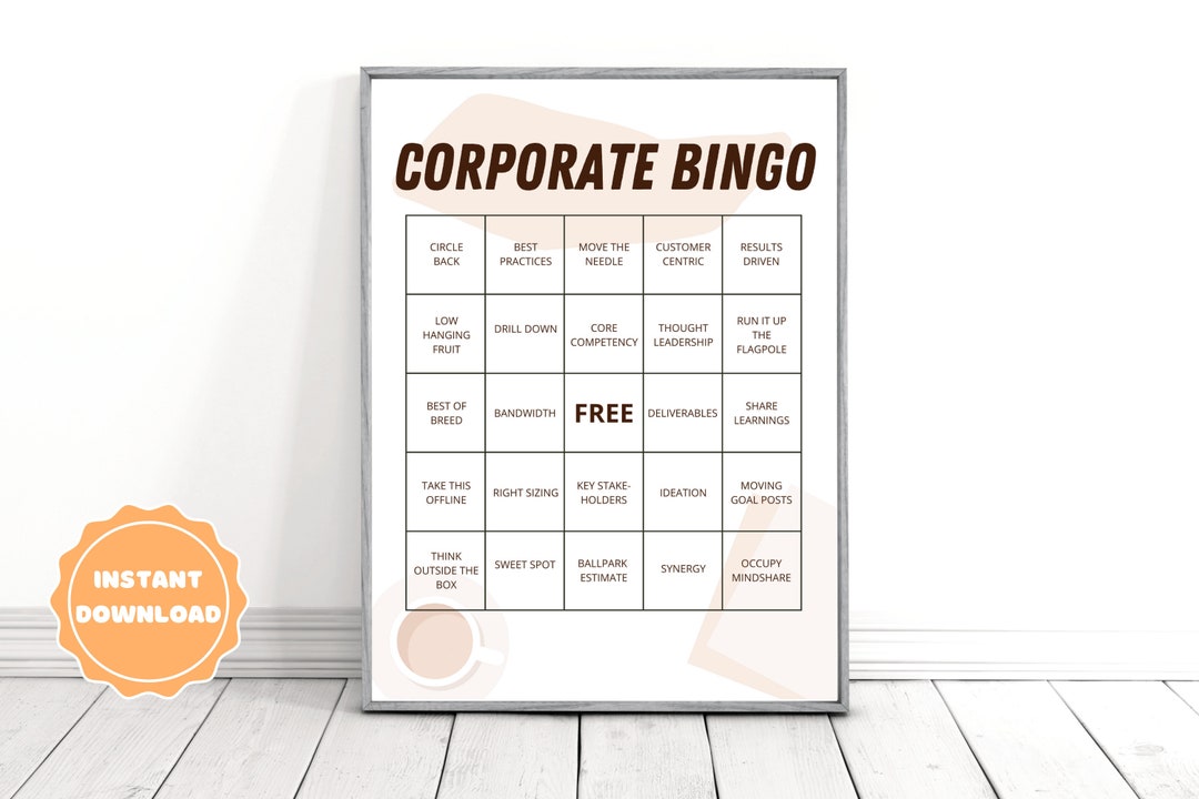 Corporate Jargon Bingo Office Wall Art Workplace Office Bingo - Etsy