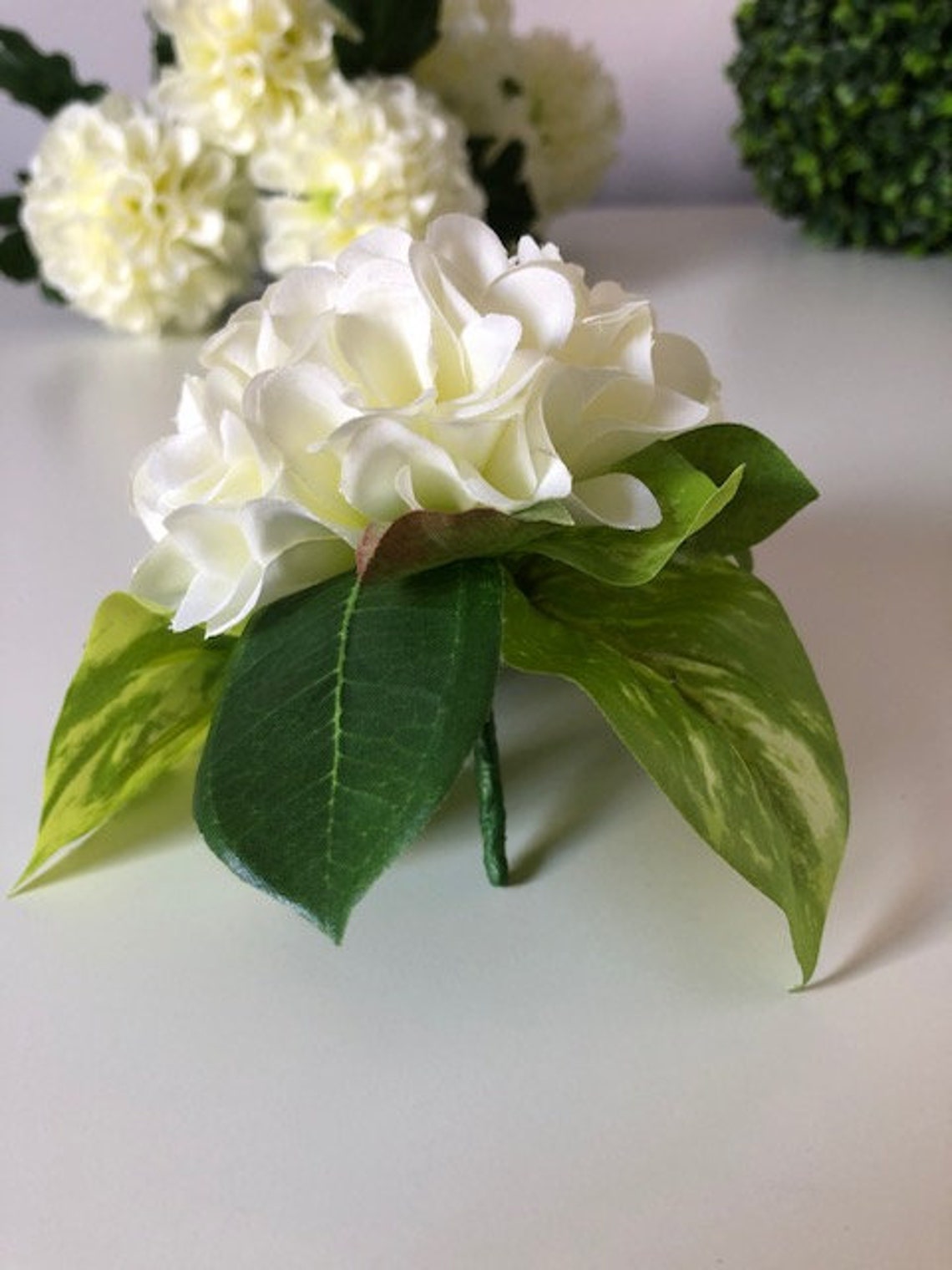 Cream Dahlia Mixed Foliage Buttonhole Artificial for | Etsy