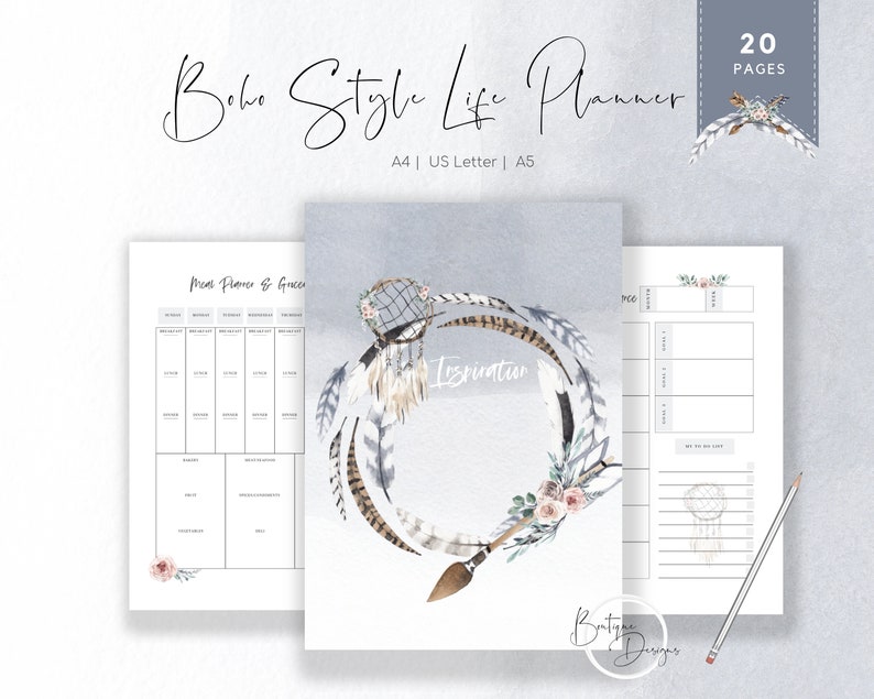 Boho Style Life Planner Printable BUNDLE: Goal Planner, Budget Planner ...