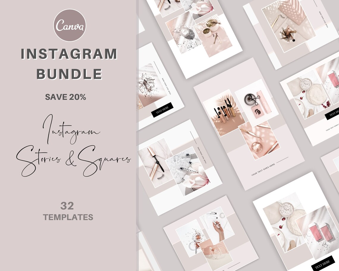 Beauty BUNDLE Instagram Posts and Stories Canva Templates for Luxury ...