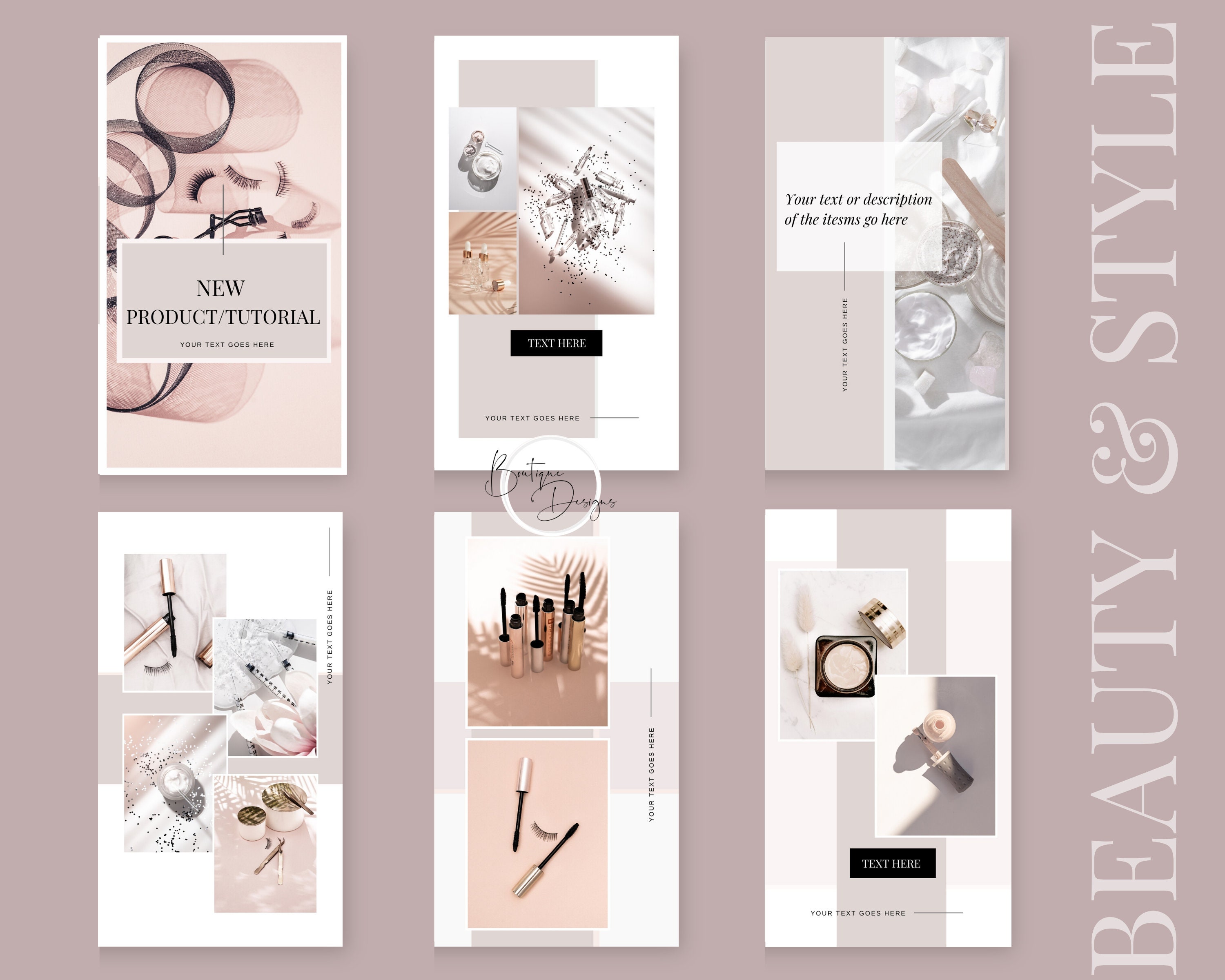 Beauty BUNDLE Instagram Posts and Stories Canva Templates for Luxury ...