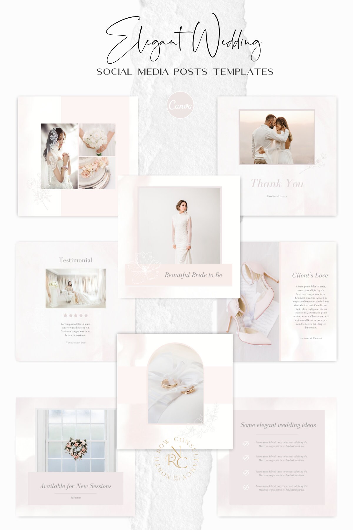Elegant Wedding BUNDLE Posts and Story Canva Templates for | Etsy