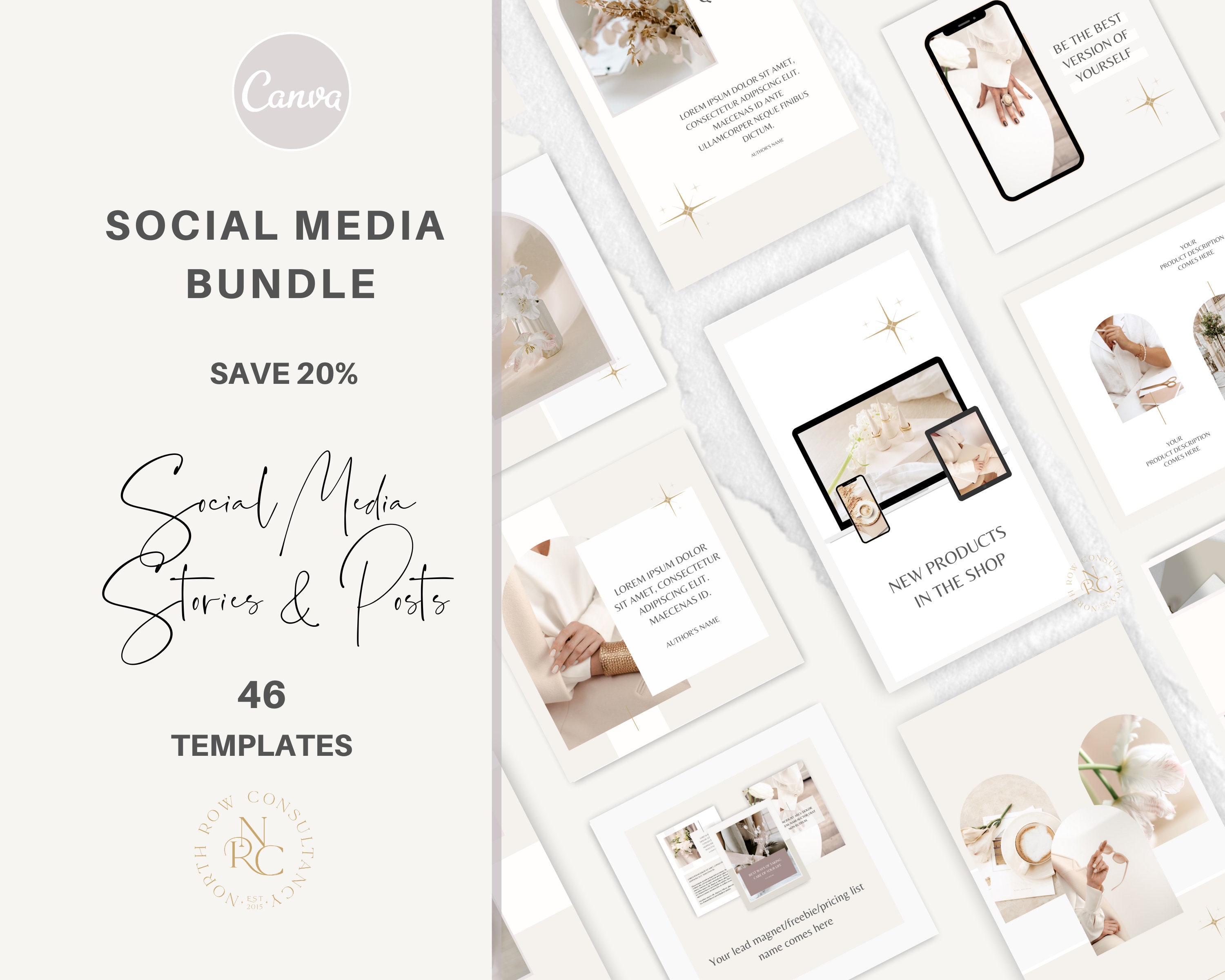 BUNDLE Marketing Instagram Story and Posts Templates for Luxury Brand ...