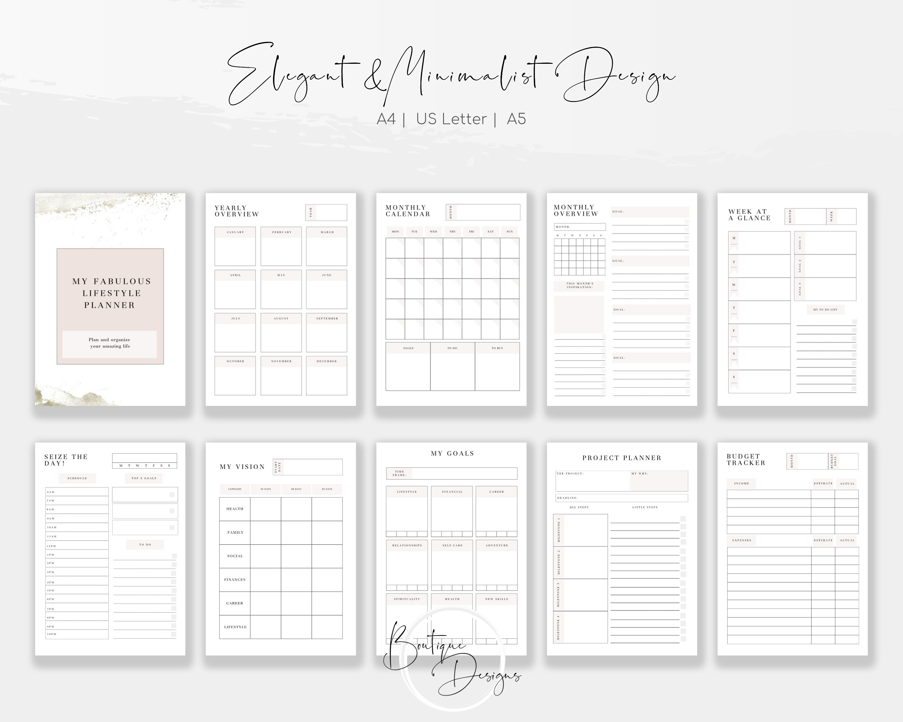 Lifestyle Planner BUNDLE: Daily Planner Printable, Monthly Planner, to ...