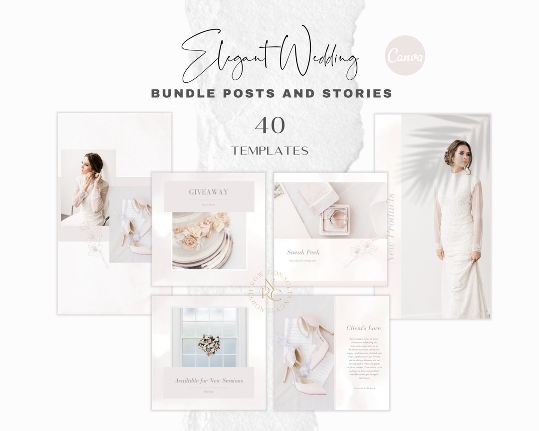 Elegant Wedding BUNDLE Posts and Story Canva Templates for Wedding ...
