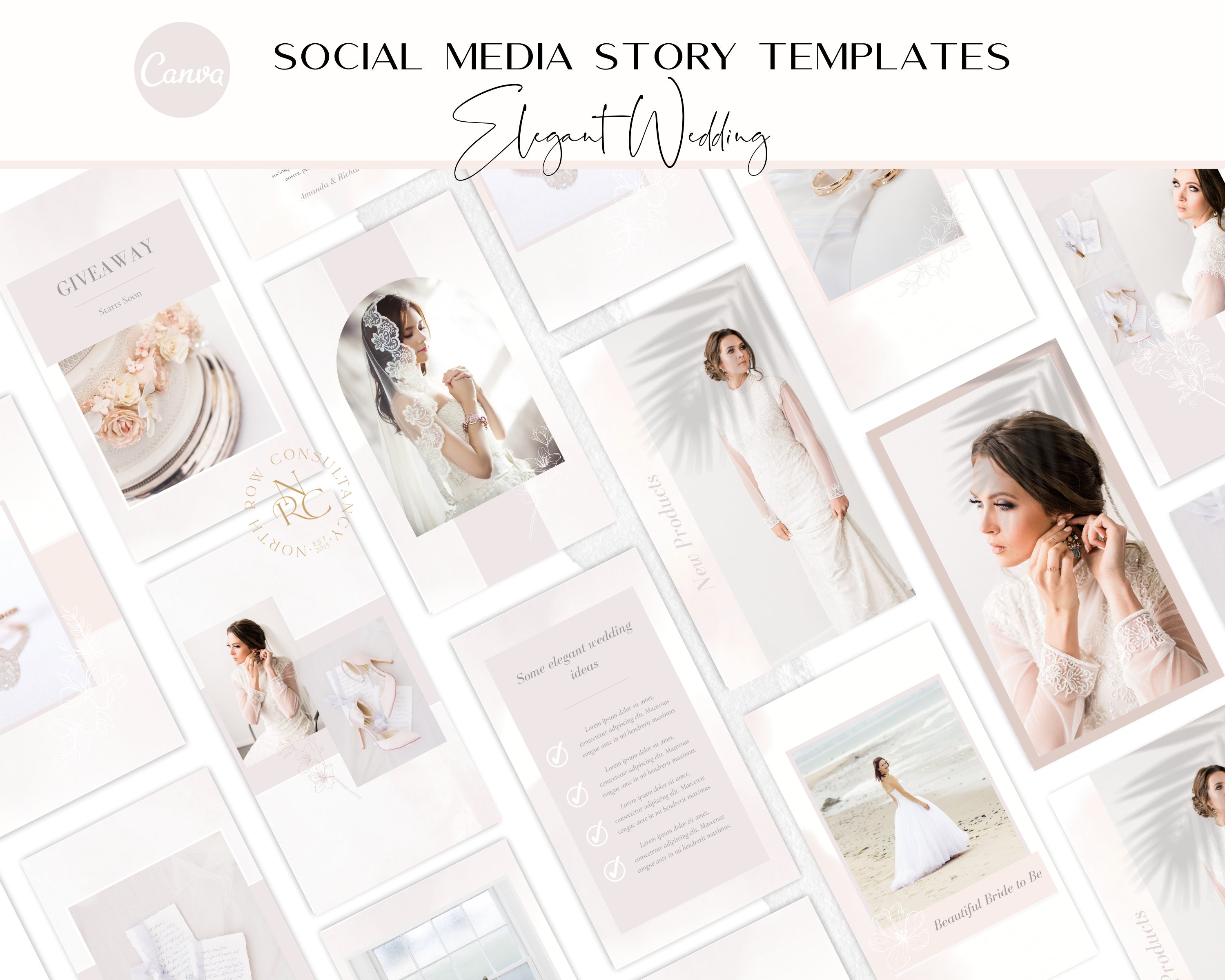 Elegant Wedding BUNDLE Posts and Story Canva Templates for Wedding ...