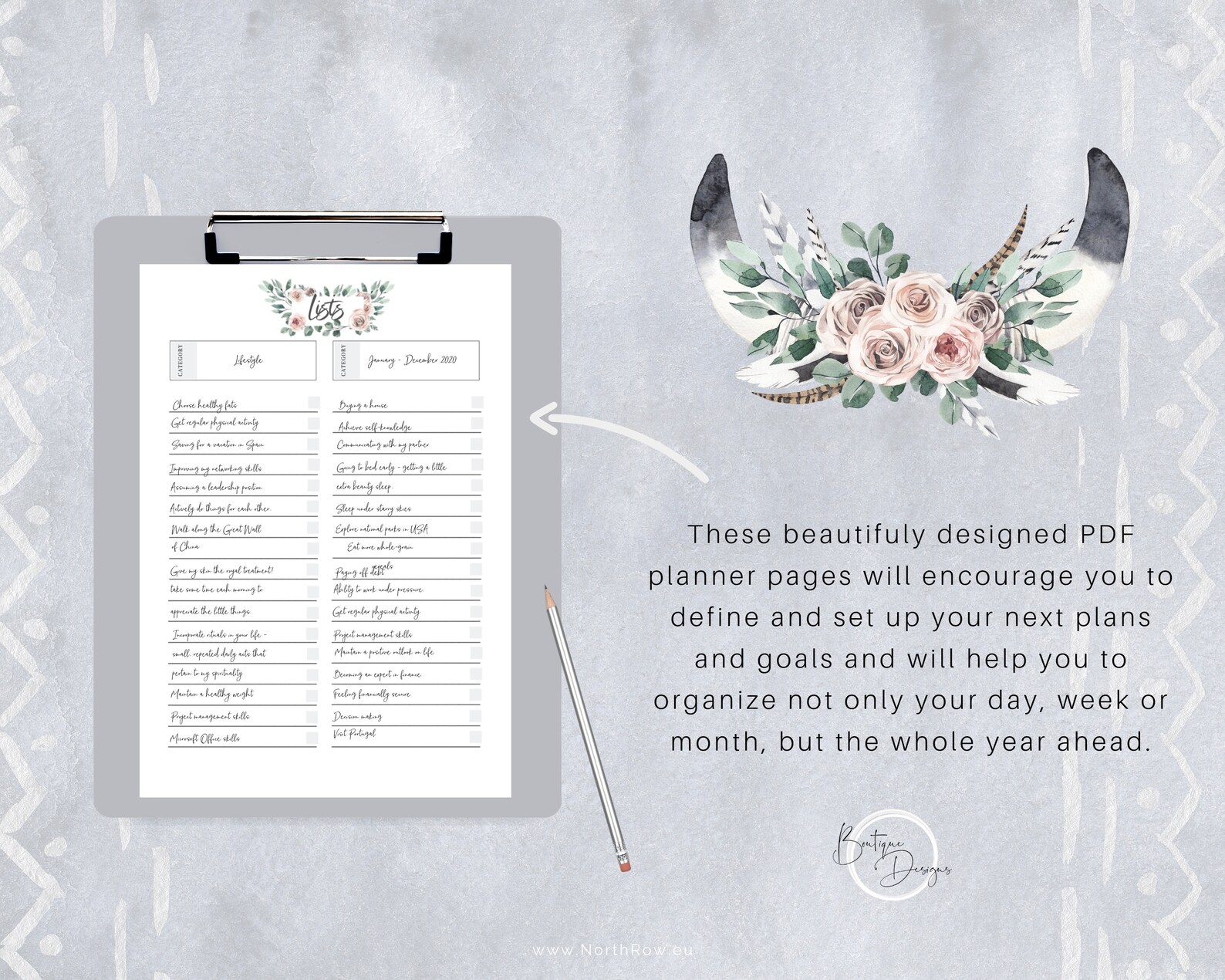 Boho Style Life Planner Printable BUNDLE: Goal Planner, Budget Planner ...