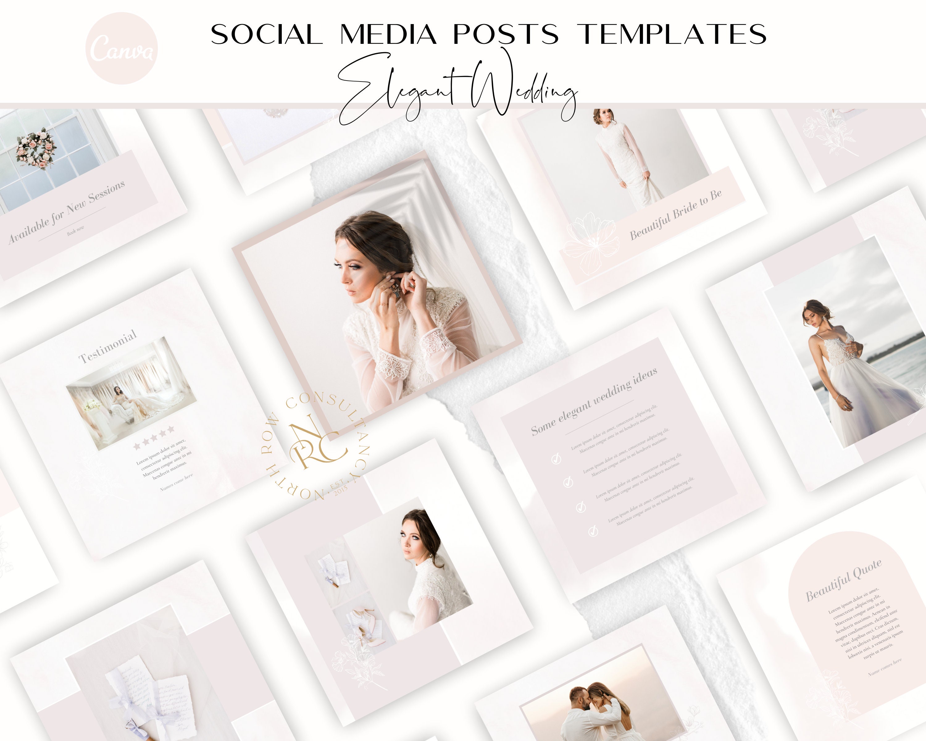 Elegant Wedding BUNDLE Posts and Story Canva Templates for Wedding ...