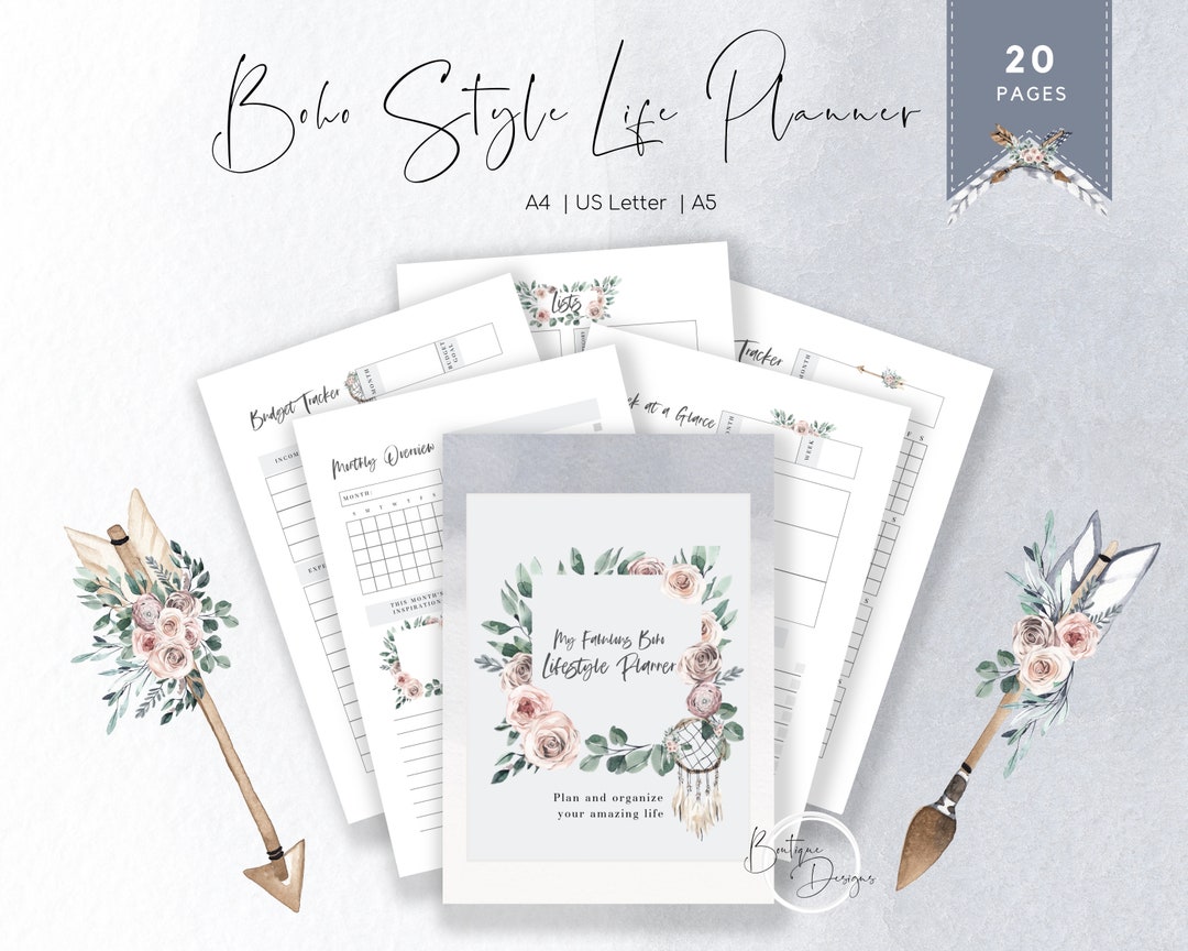 Boho Style Life Planner Printable BUNDLE: Goal Planner, Budget Planner ...