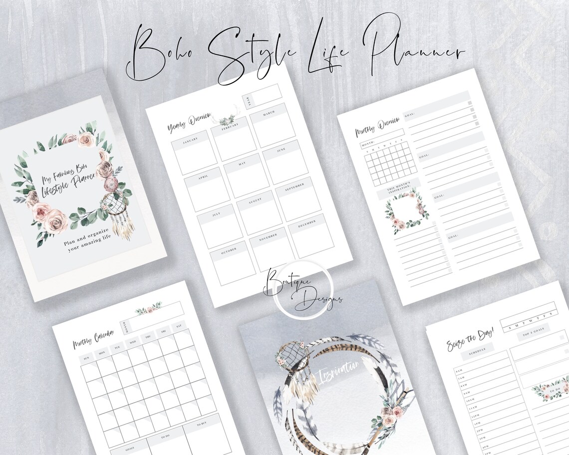 Boho Style Life Planner Printable BUNDLE: Goal Planner, Budget Planner ...
