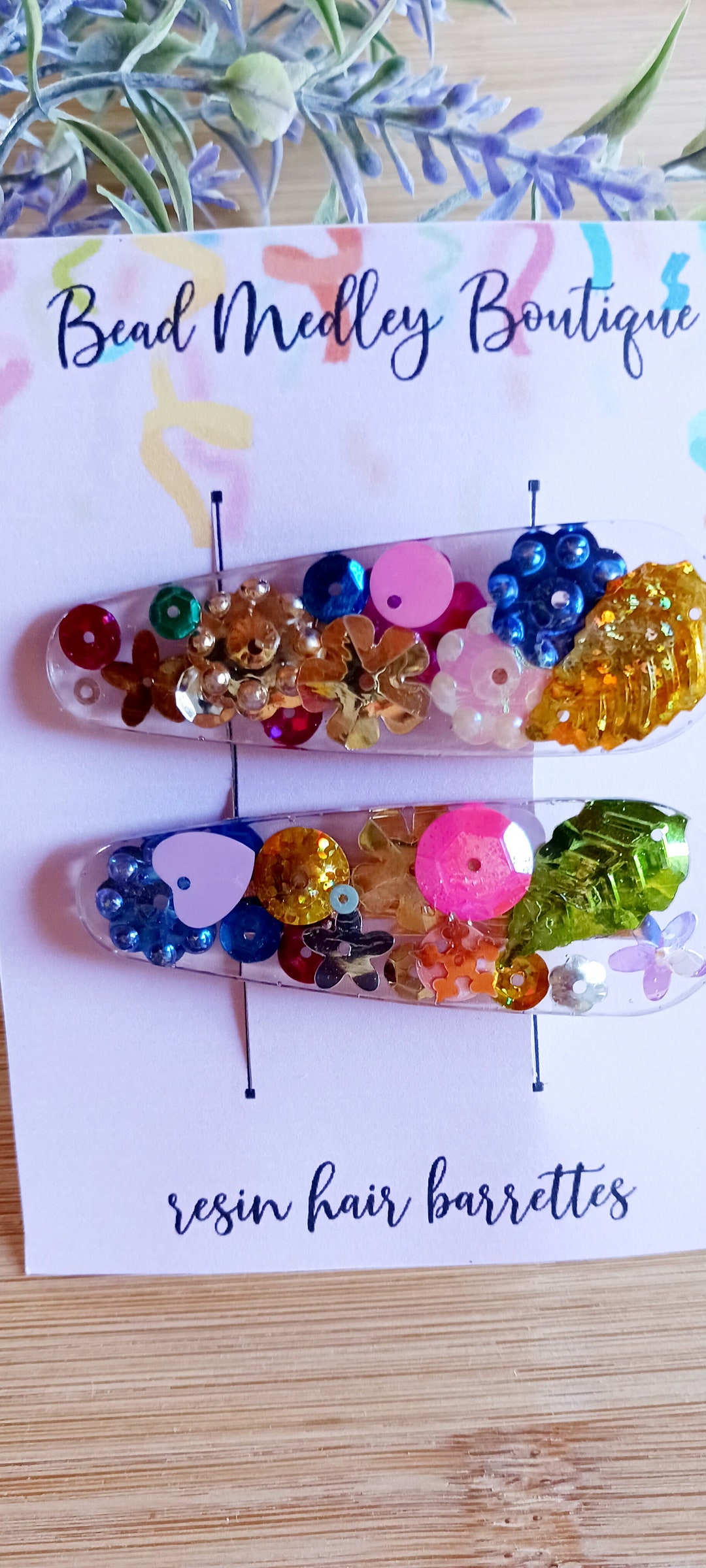 Girls Handmade Resin Barrettes. Alligator Gold Clips. Multicolor. Hair ...
