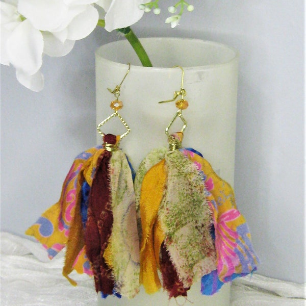 Sari Silk Earrings - Etsy