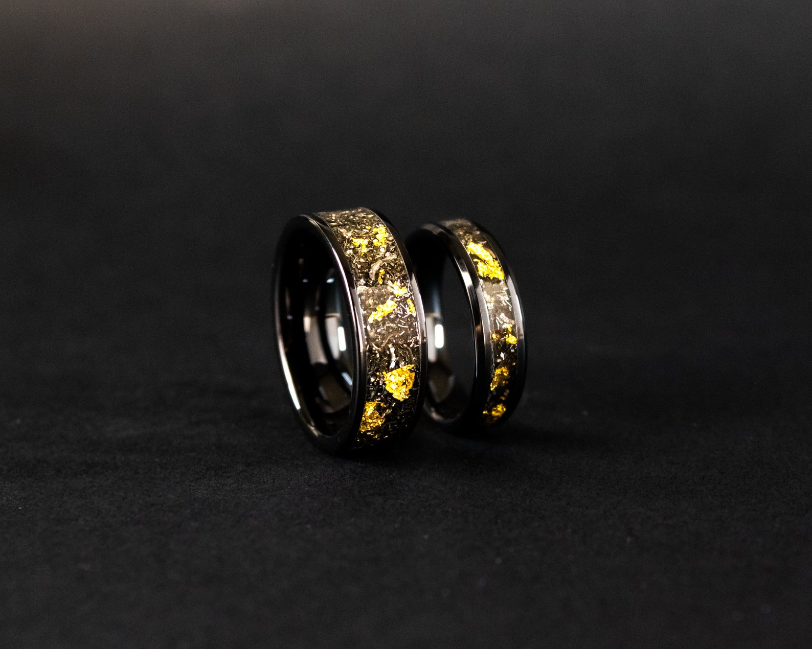 Couples Meteorite Wedding Rings Gold Couples Meteorite - Etsy