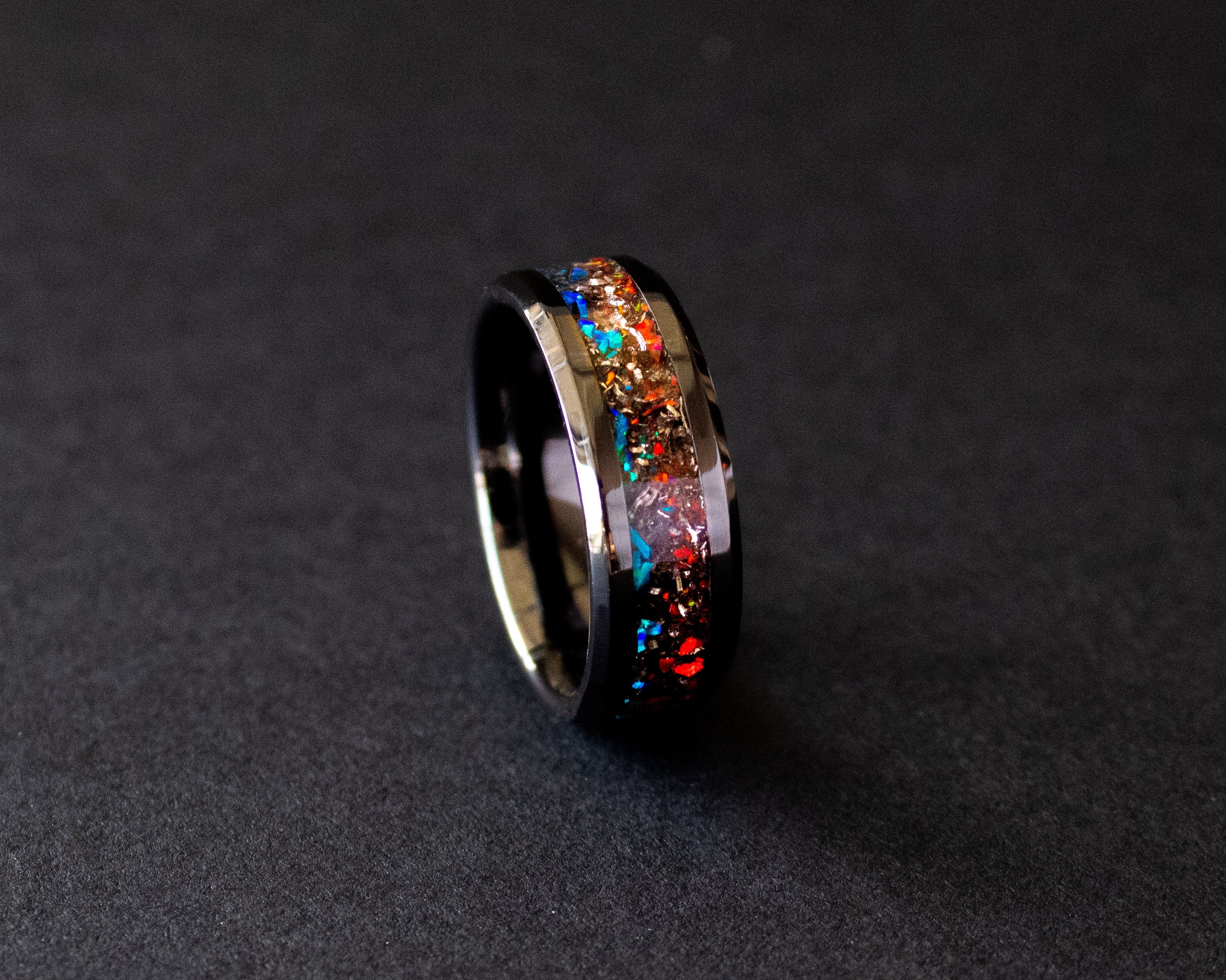Fire and Ice Meteorite Ring, Real Meteorite Ring Made With Black ...