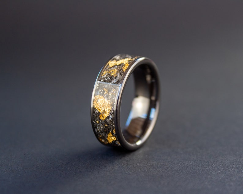 Gold Meteorite Ring, Meteorite Ring, 24K Gold, Meteor Ring, Unique Men ...