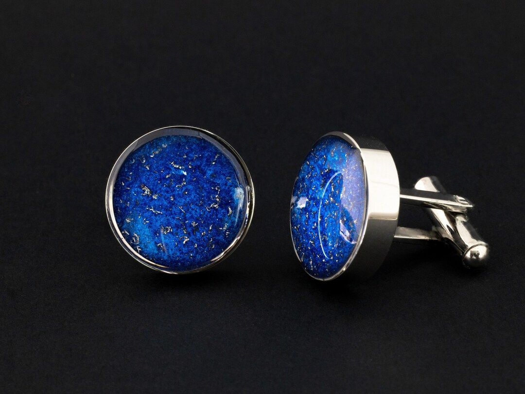 Blue Titanium Meteorite Cufflinks: Handmade Galaxy Resin Cuff Links - Etsy