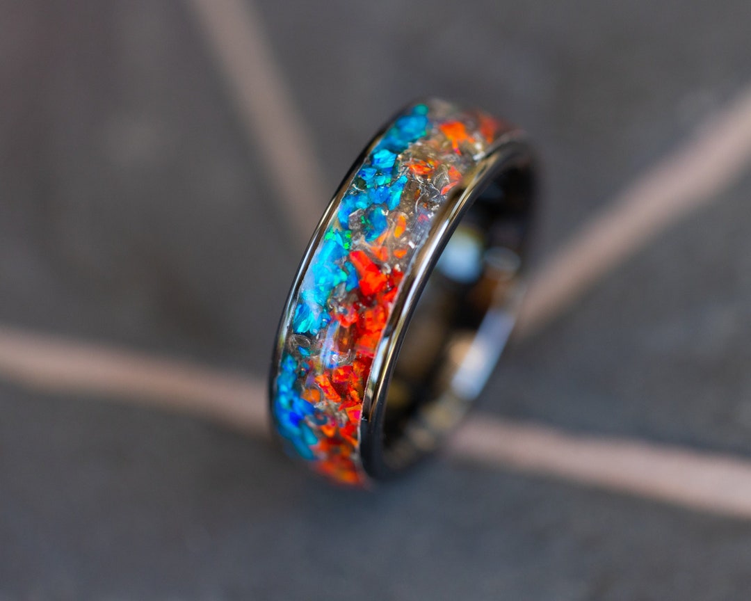 Fire and Ice Meteorite Ring, Real Meteorite Ring Made With Black ...