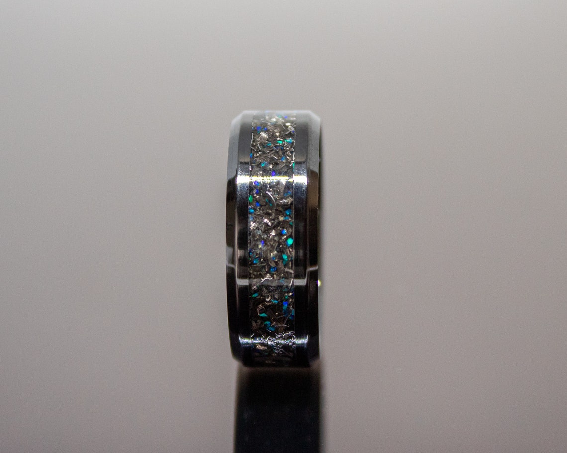 Meteorite Ring Meteorite Opal Ring Blue Meteorite Ring - Etsy