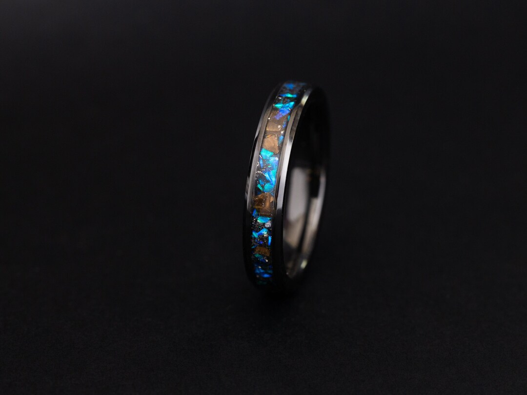Trex and Meteorite Ring Made With Blue Opals and Real Meteorite - Etsy