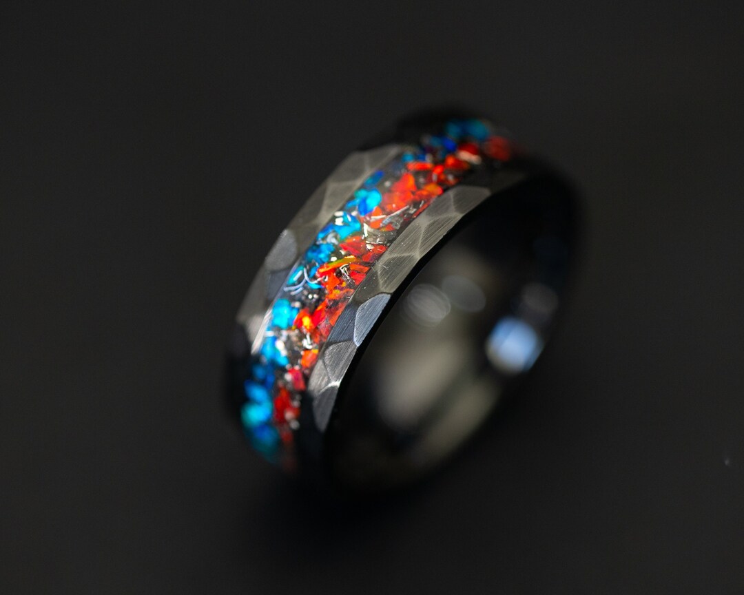 Fire and Ice Meteorite Ring, Meteorite Opal Ring, Meteorite Ring ...