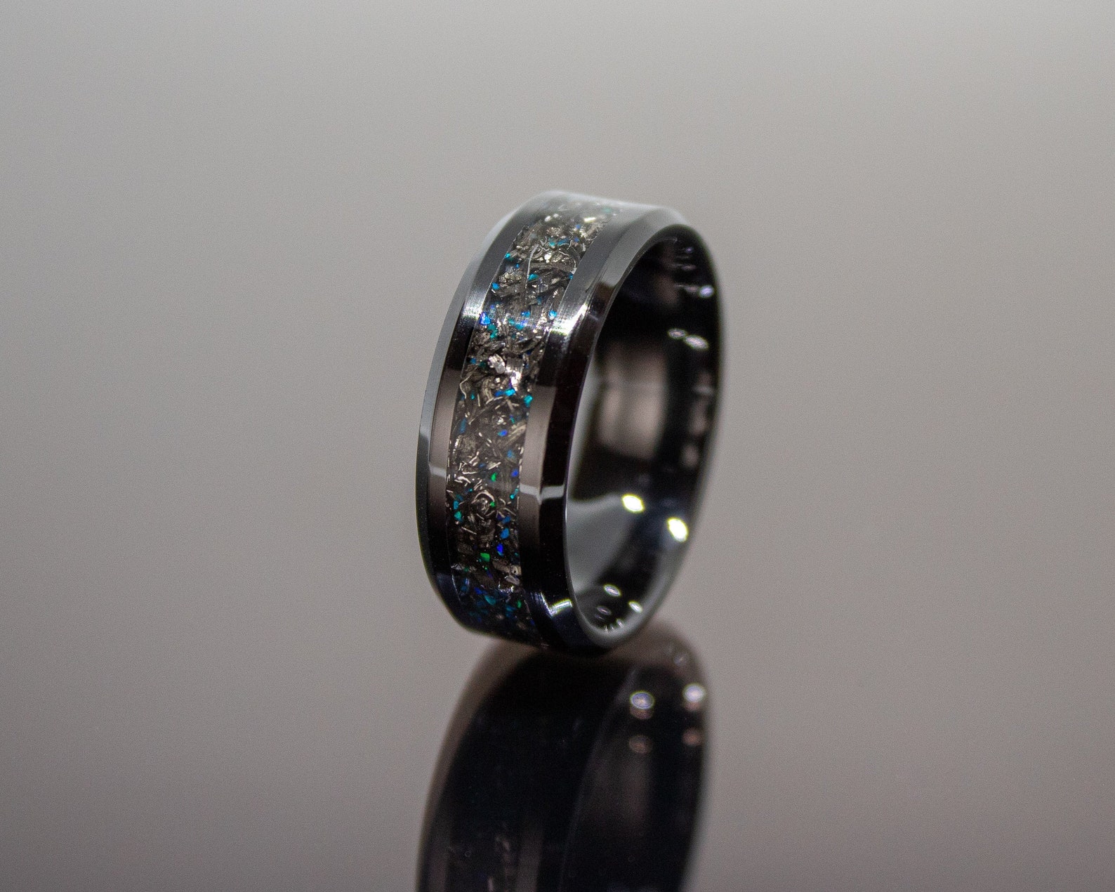 Meteorite Ring Meteorite Opal Ring Blue Meteorite Ring - Etsy