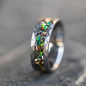 Meteorite Ring, Dinosaur Bone Ring, Meteorite and Dinosaur Ring, Deep ...