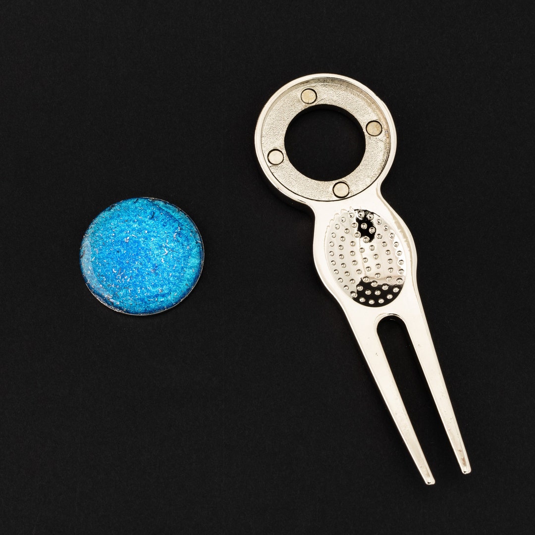 Meteorite Golf Ball Marker, Meteorite Golf Ball Divot Tool Galaxy Blue ...