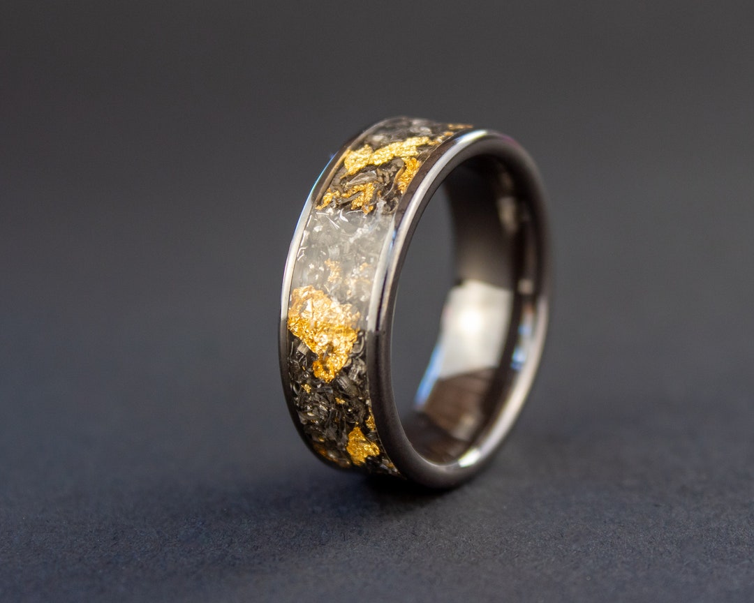 Gold Meteorite Ring, Meteorite Ring, 24K Gold, Meteor Ring, Unique Men ...