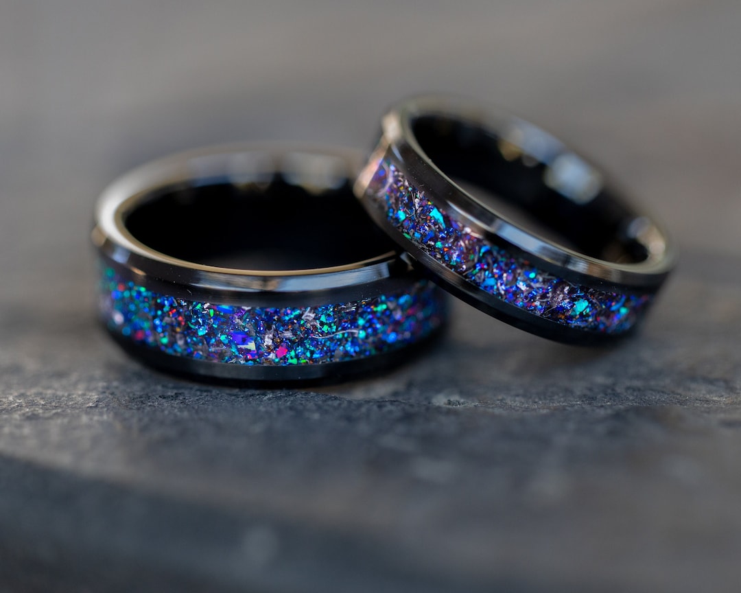Couples Meteorite Wedding Rings, Couples Meteorite Ring Set Made With ...