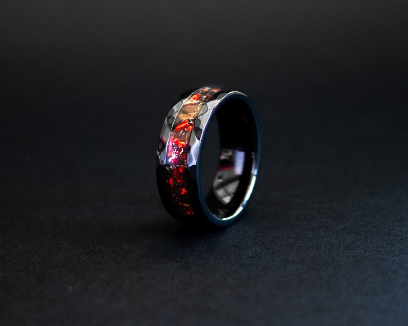 Black Meteorite Ring With T-rex Bone Unique Men's Wedding - Etsy