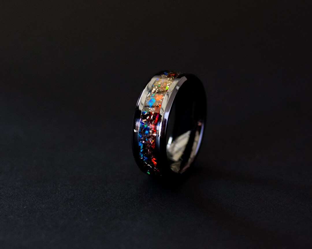 Fire and Ice Meteorite Ring, Real Meteorite Ring Made With Black ...