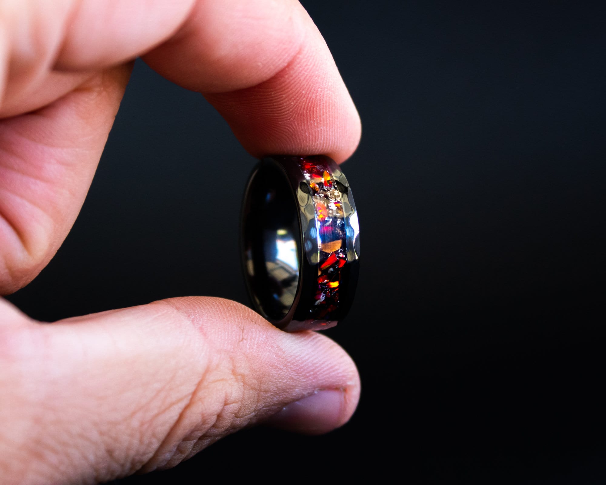 Black Meteorite Ring With T-rex Bone Unique Men's Wedding - Etsy