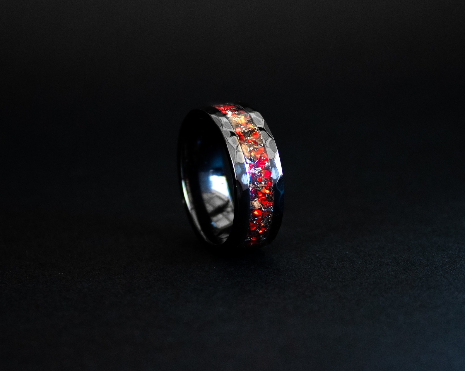Black Meteorite Ring With T-rex Bone Unique Men's Wedding - Etsy