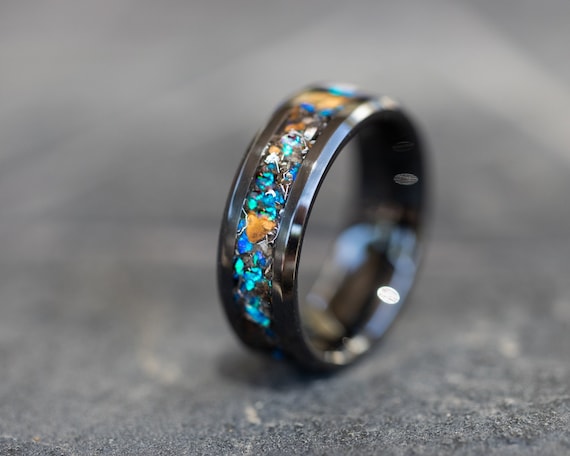 Blue Velociraptor Dinosaur Bone Ring and Gibeon Meteorite Ring - Etsy