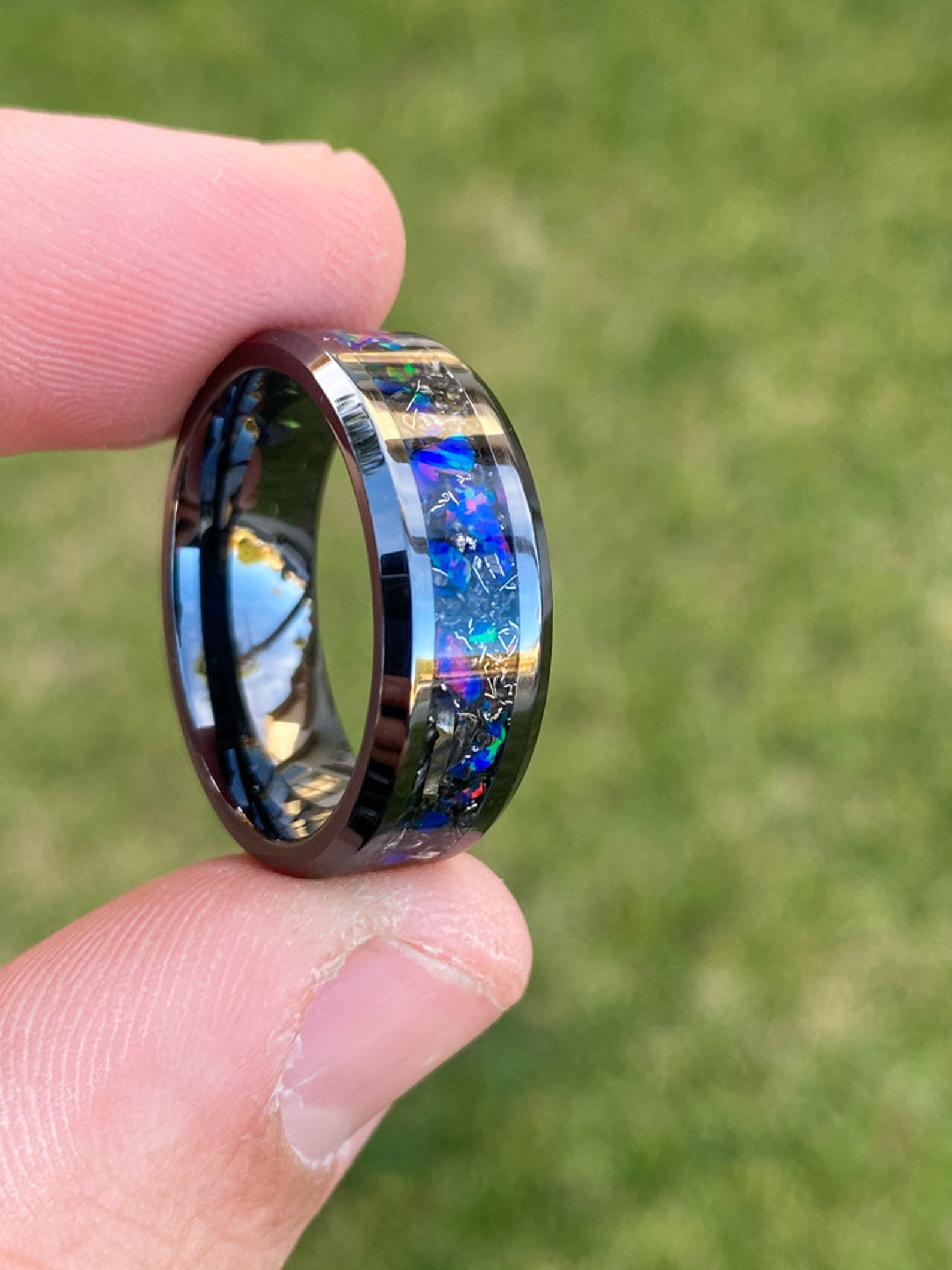 Meteorite Ring Meteorite Opal Ring Colorful Meteorite Ring - Etsy
