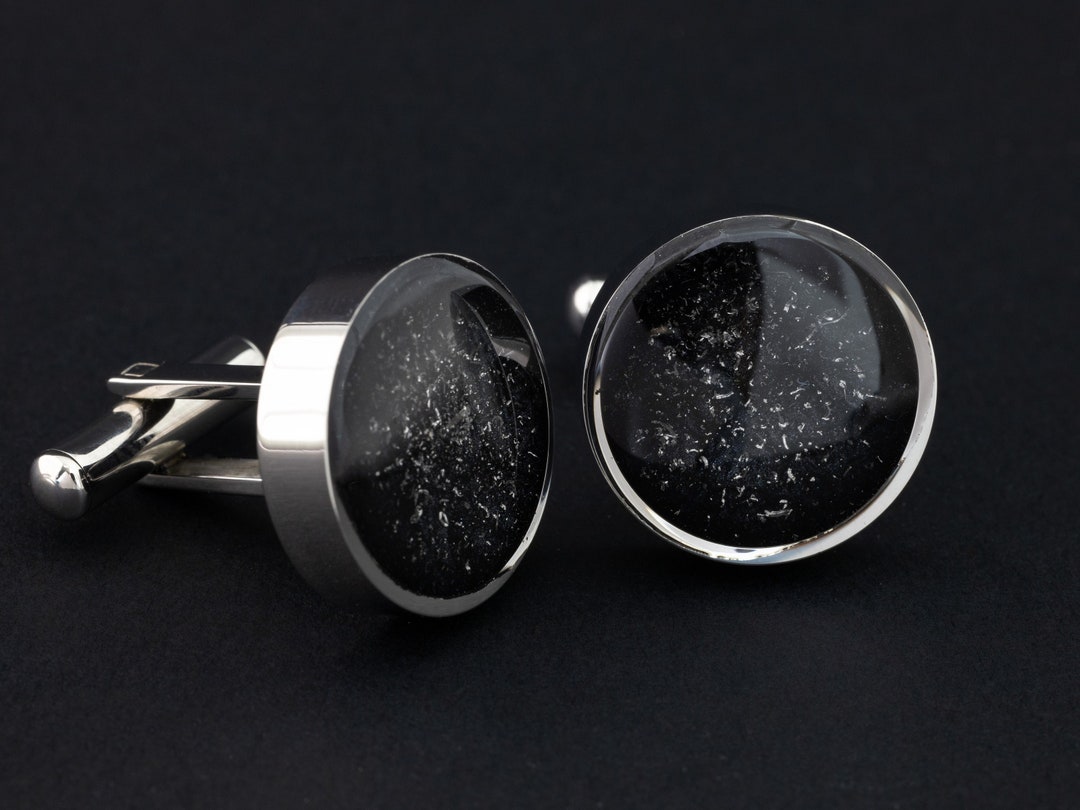 Meteorite Cufflinks Black Titanium Cufflinks With Real Meteorite - Etsy