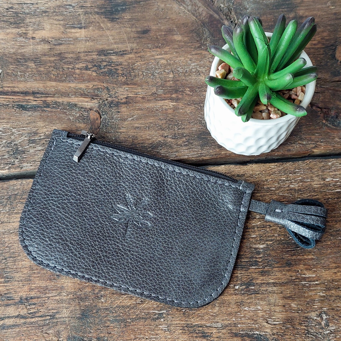 Small Leather Purse With Tassel, Zipper Coin Purse, Small Wallet, Face ...