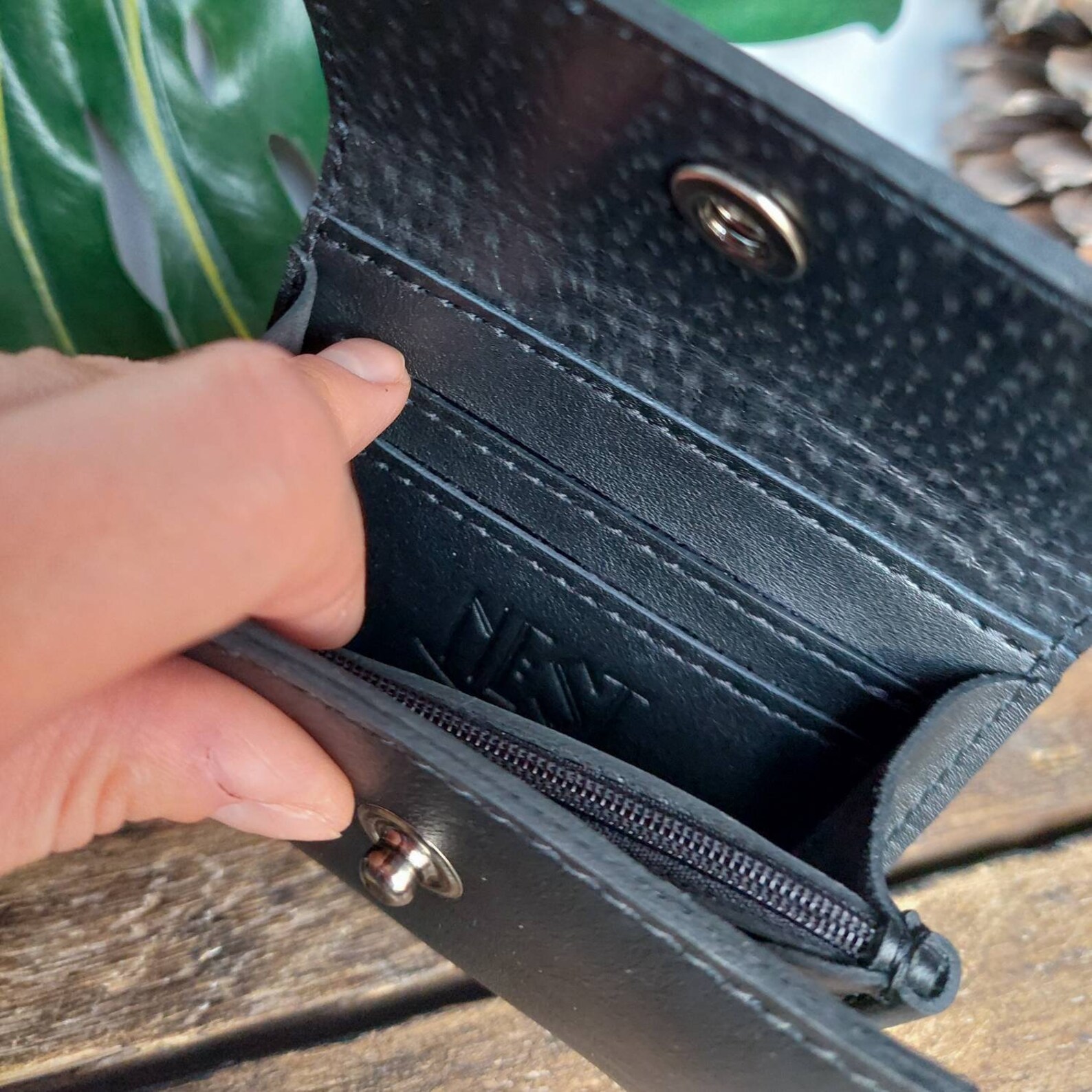 Small Black Leather Wallet Cute Wallet Minimalist Wallet Etsy