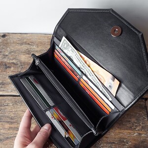 Wolf Wallet, Black Leather Women's Wallet, Long Ladies Wallet, Clutch ...