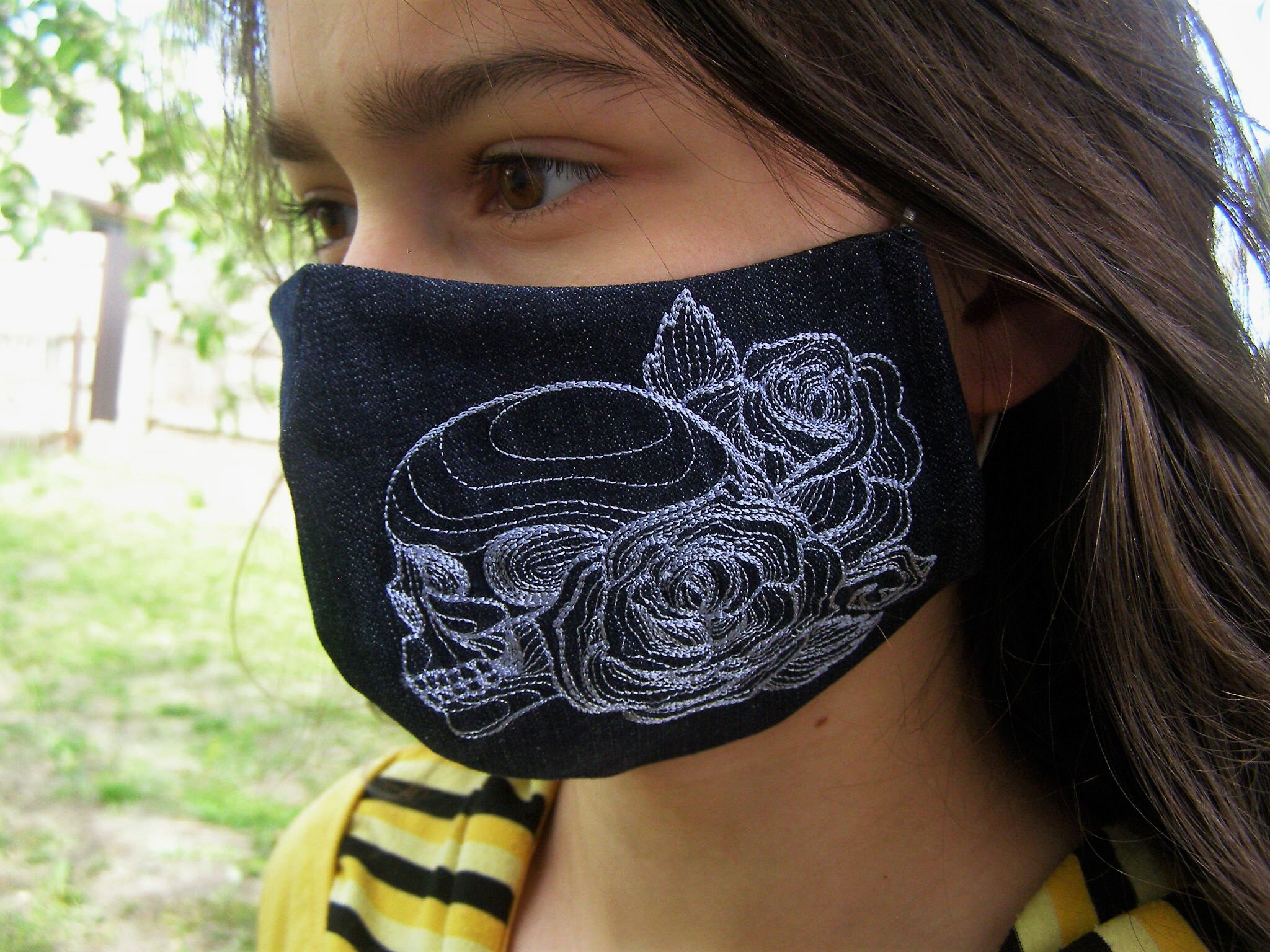 Washable Face Gothic Masks Denim Dust Mask With Embroidered - Etsy Ireland